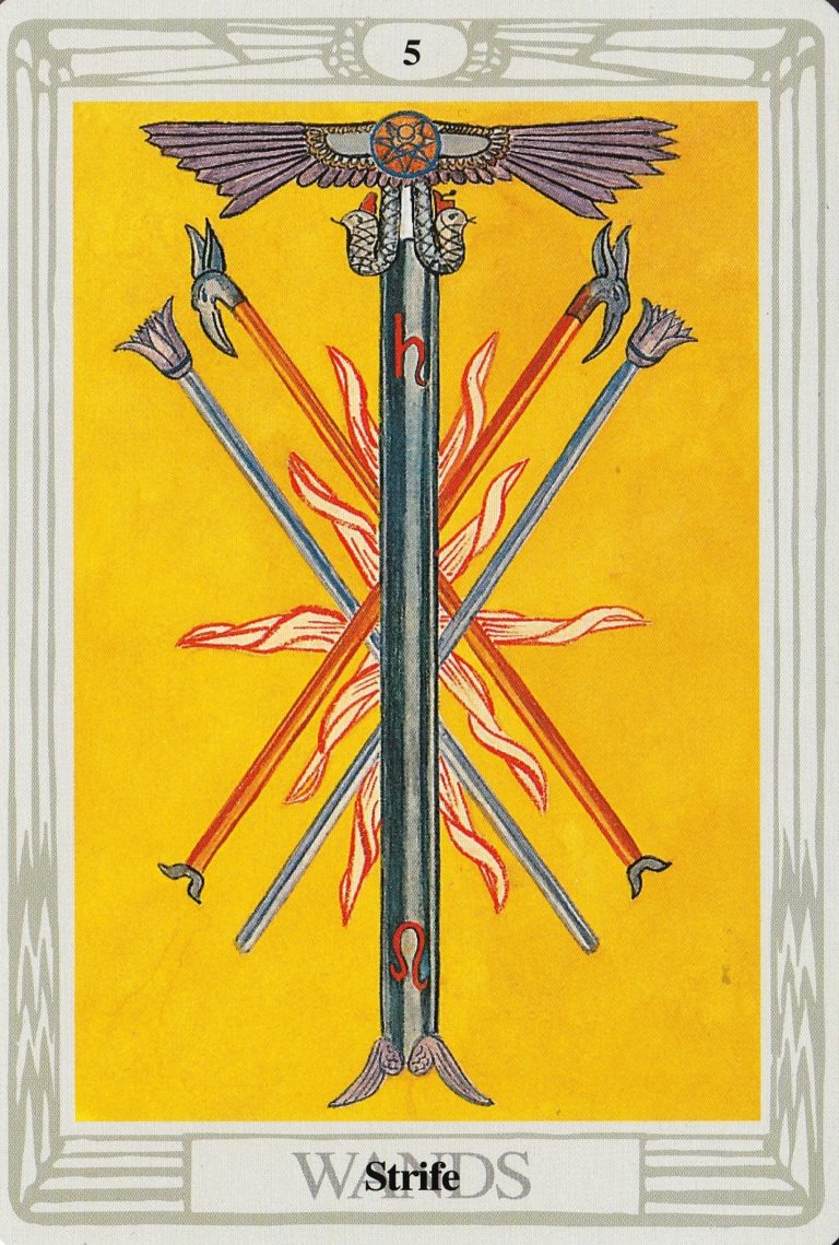 Five of Wands Thoth Tarot Card Tutorial - Esoteric Meanings