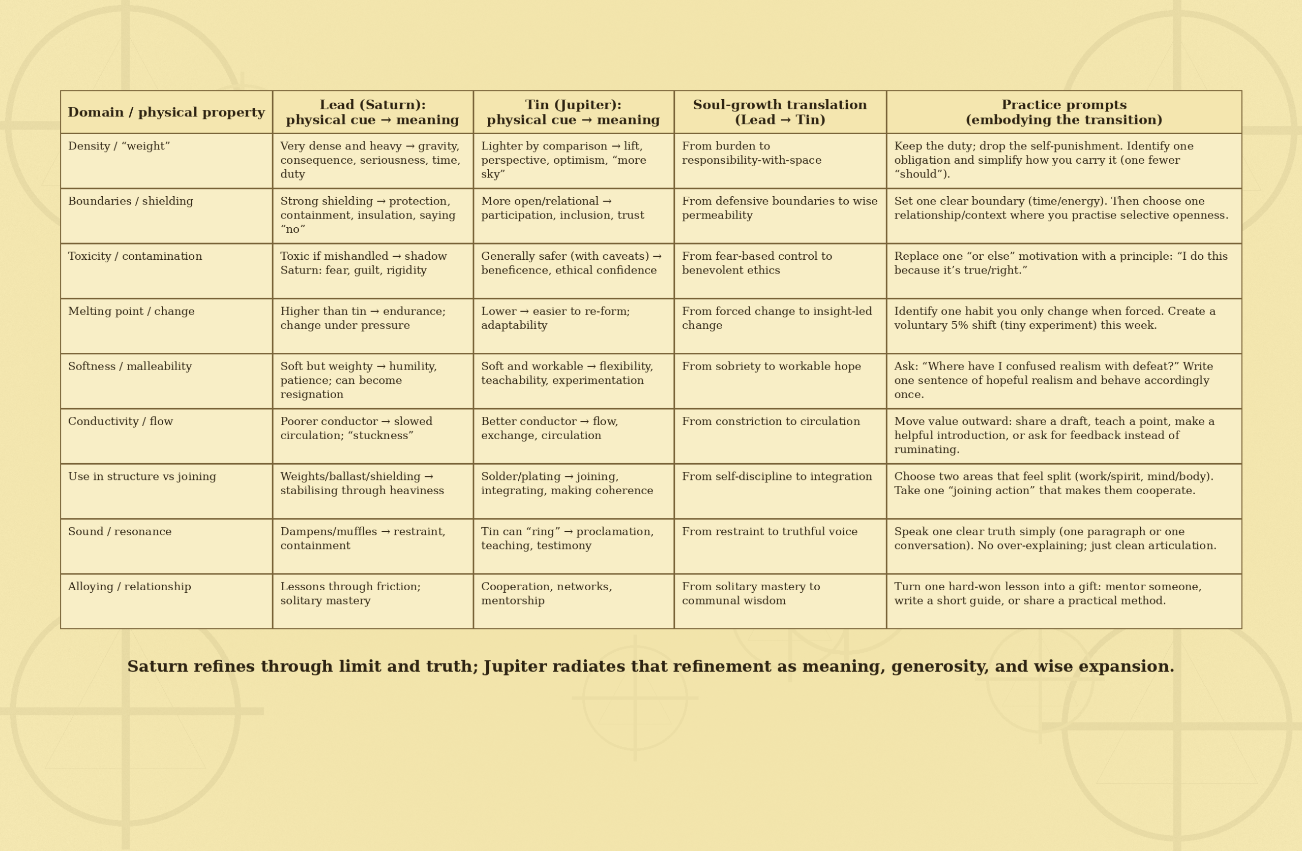 Soul Alchemy: Lead to Tin Transition - Esoteric Meanings